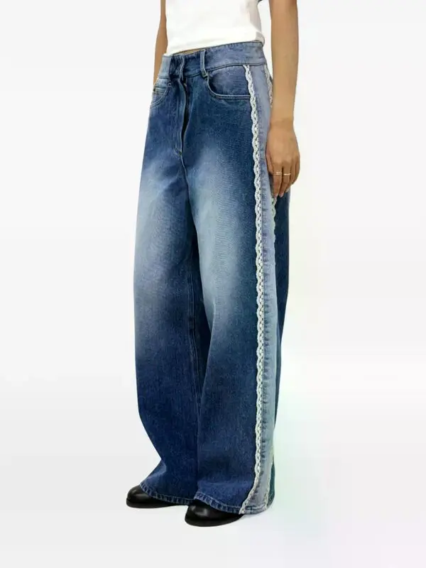 ÉPINGLER Lace-trim Wide-leg Jeans