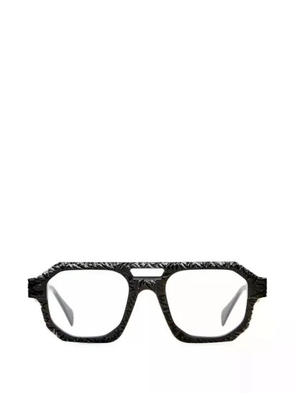 KUBORAUM Hammered-effect Geometric-frame Glasses