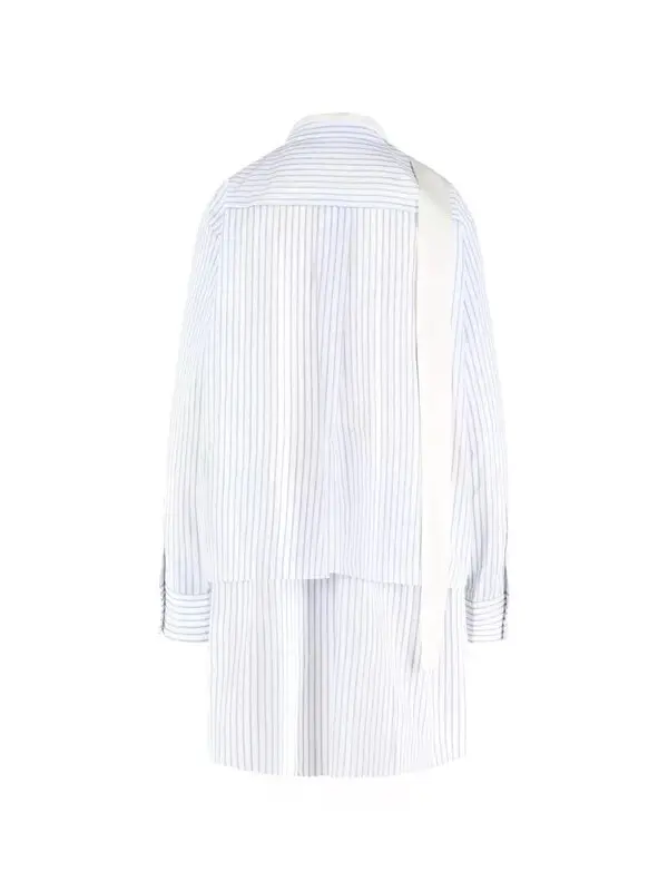 Sacai Striped Scarf-detail Mini Dress - White