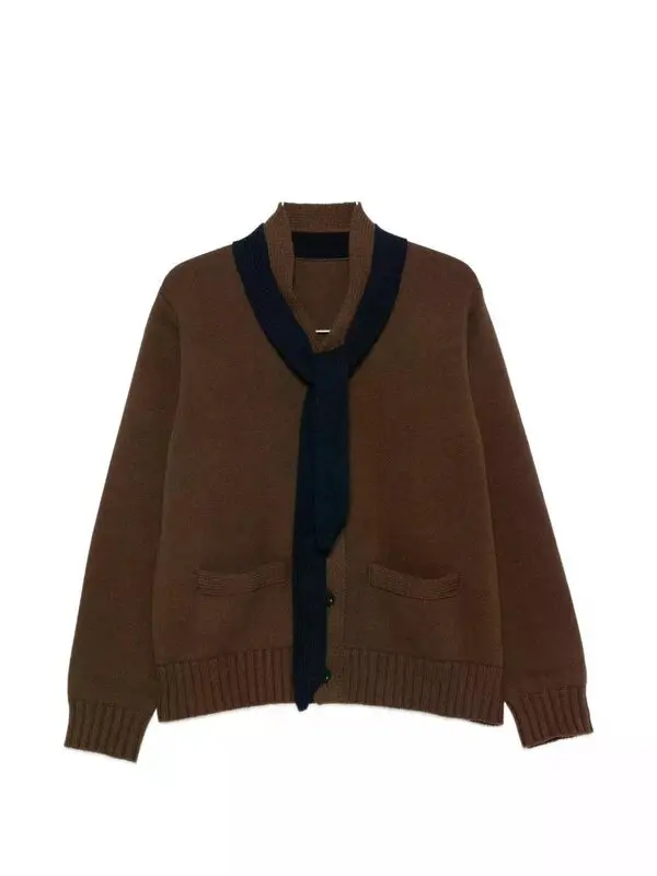 Sacai Scarf-detail Buttoned Cardigan