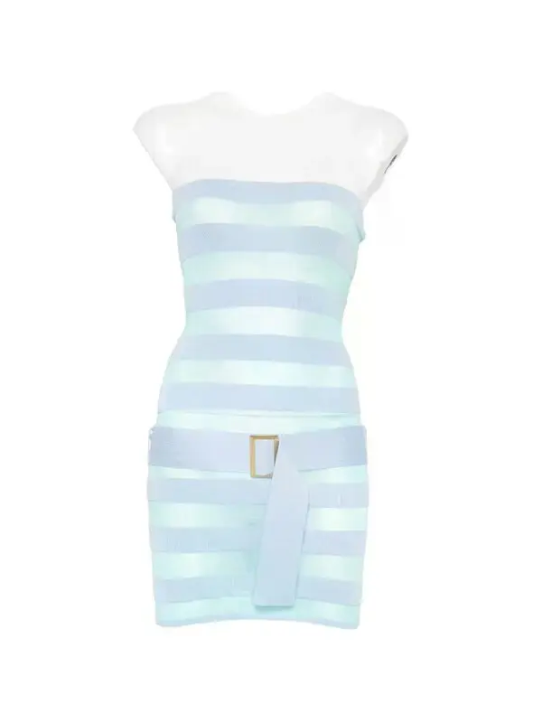 ASTA RESORT Cora Striped Belted Mini Dress - Blue