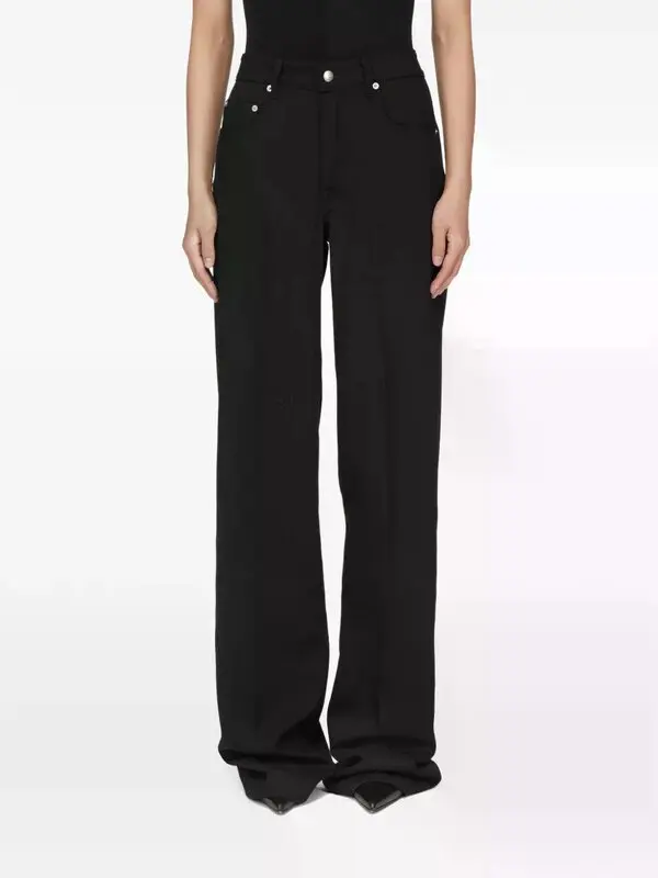 Rick Owens Pressed Crease Wide-leg Wool Trousers - Black