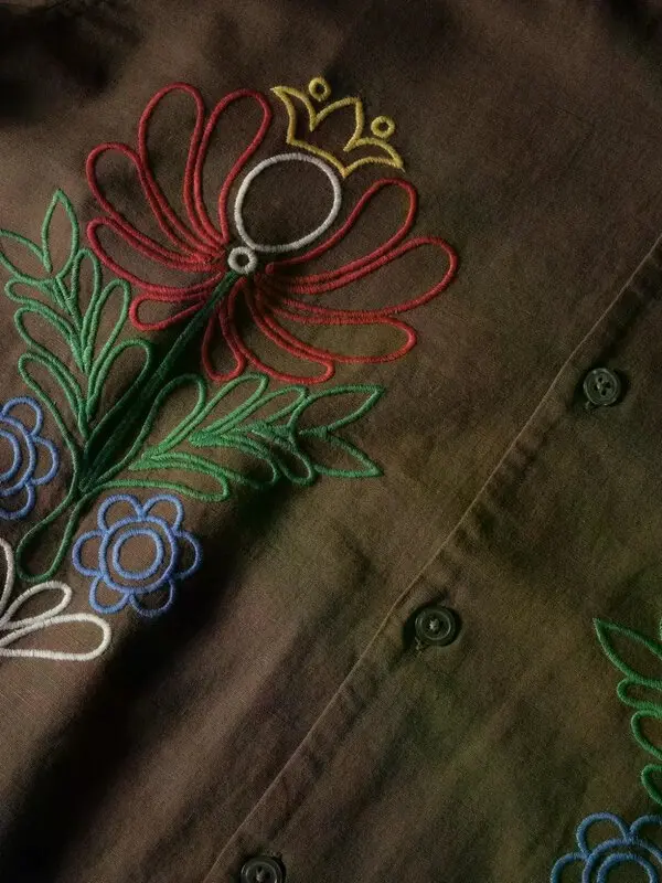 Obey Perry Floral-embroidered Shirt