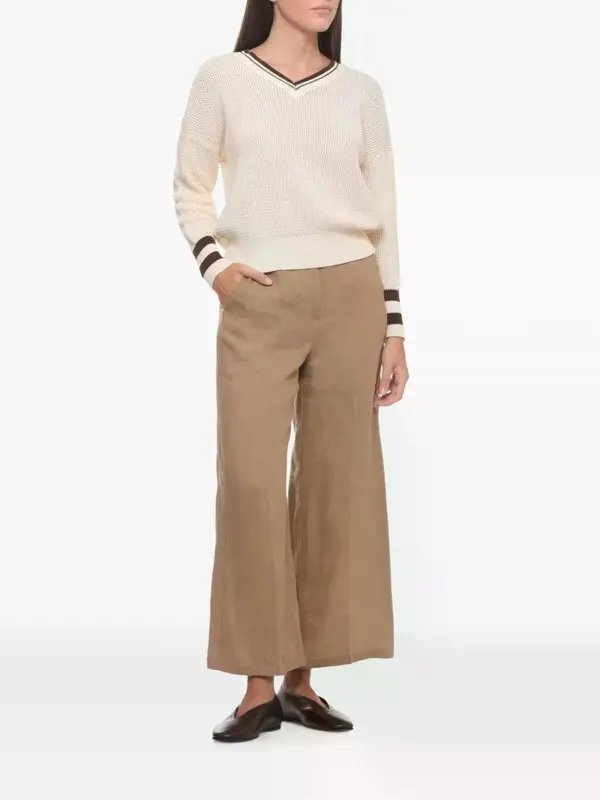 Marella V-neck Striped Trim Sweater