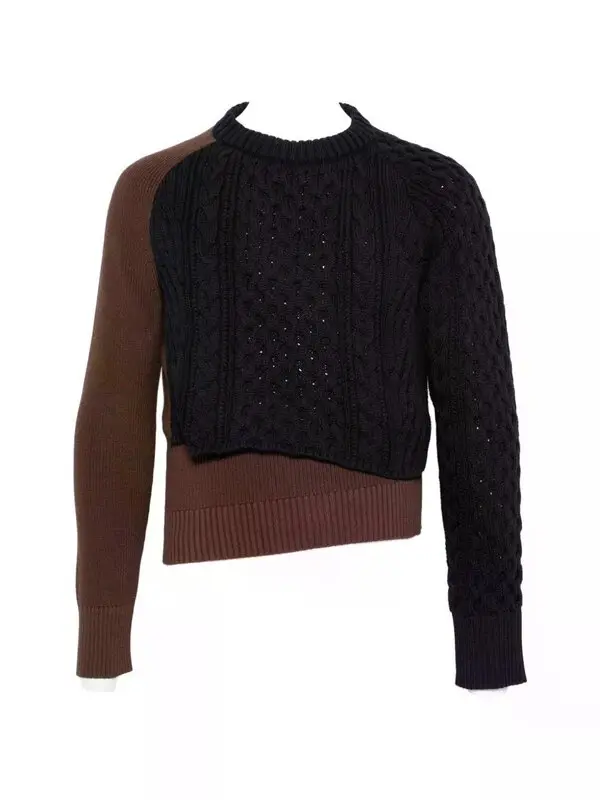 Sacai Cable-knit Panelled Sweater - Black
