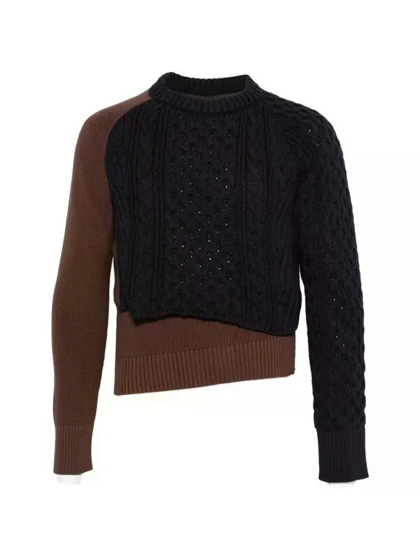 Sacai Panelled Cable-knit Sweater - Black