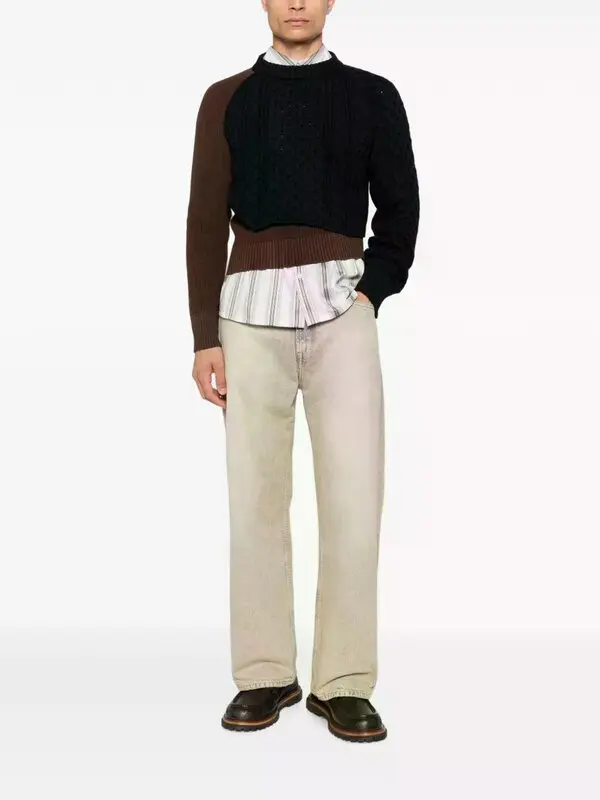 Sacai Panelled Cable-knit Sweater