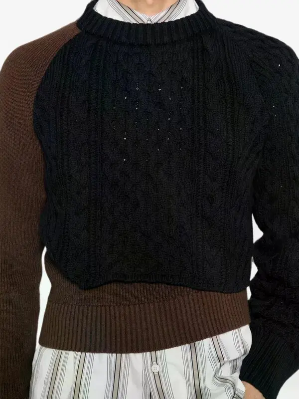 Sacai Panelled Cable-knit Sweater