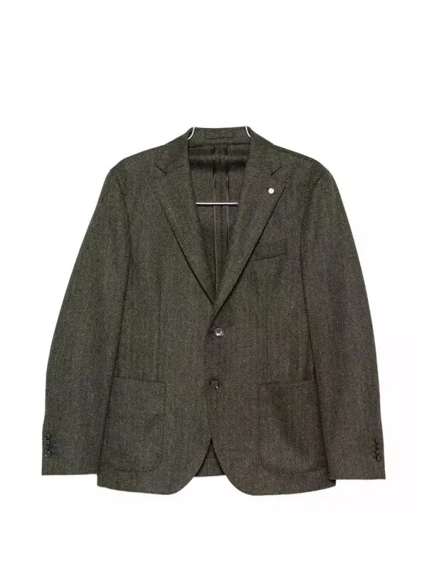 LUIGI BIANCHI Herringbone-weave Notched-lapel Blazer