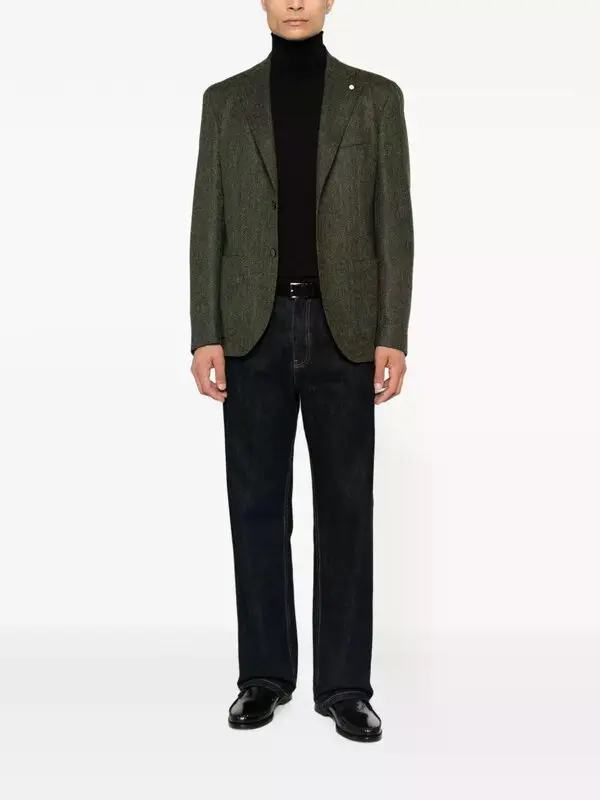 LUIGI BIANCHI Herringbone-weave Notched-lapel Blazer