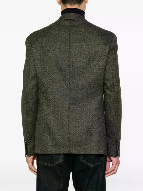 LUIGI BIANCHI Herringbone-weave Notched-lapel Blazer