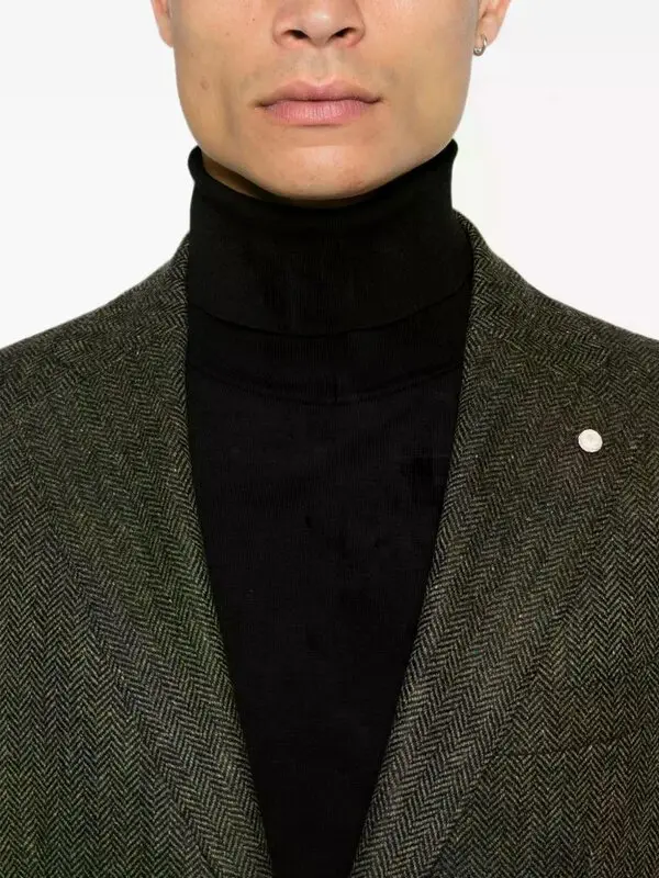 LUIGI BIANCHI Herringbone-weave Notched-lapel Blazer