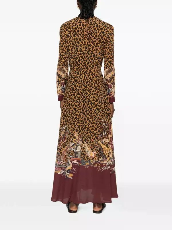 Etro Leopard-print Floral Border Maxi Dress