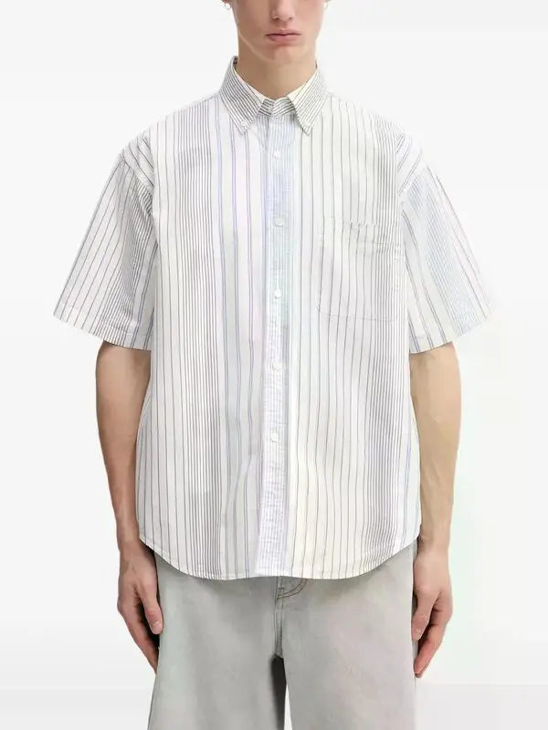 BEAMS Oxford Striped-pattern Button-down Shirt - White