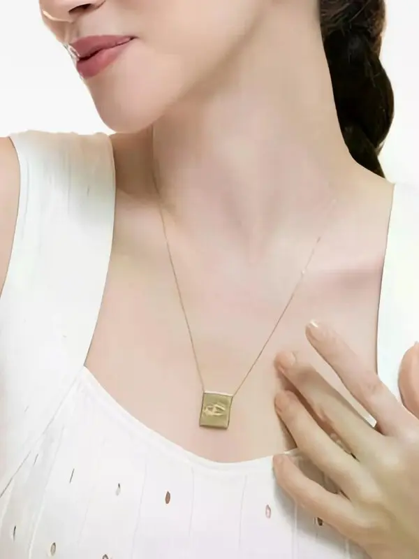 CAROL KAUFFMANN 18k Yellow Engraved Eye Motif Square Pendant Necklace - Gold