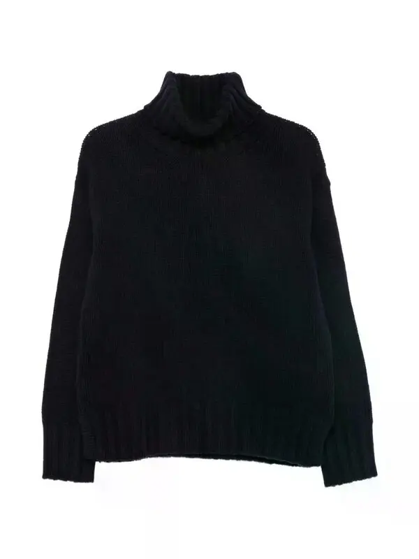 JUCCA Roll Neck Ribbed Trim Sweater - Blue