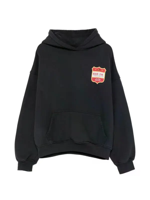 Rhude Logo Print Hoodie - Black