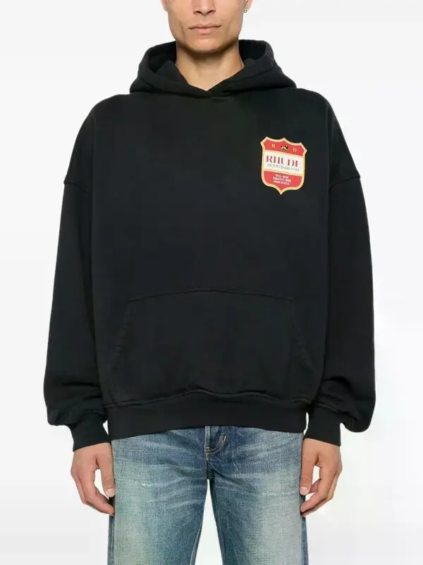 Rhude Logo Print Hoodie - Black