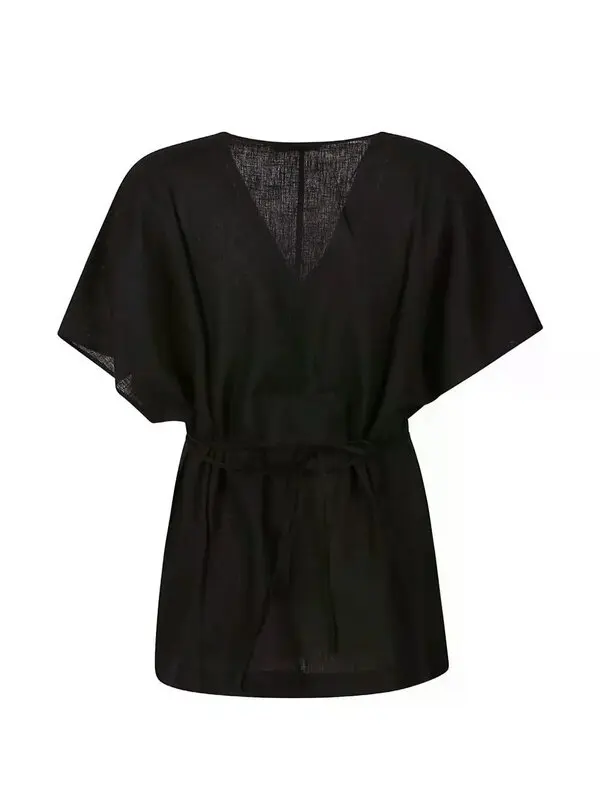 HINNOMINATE Wrap-style Linen Shirt