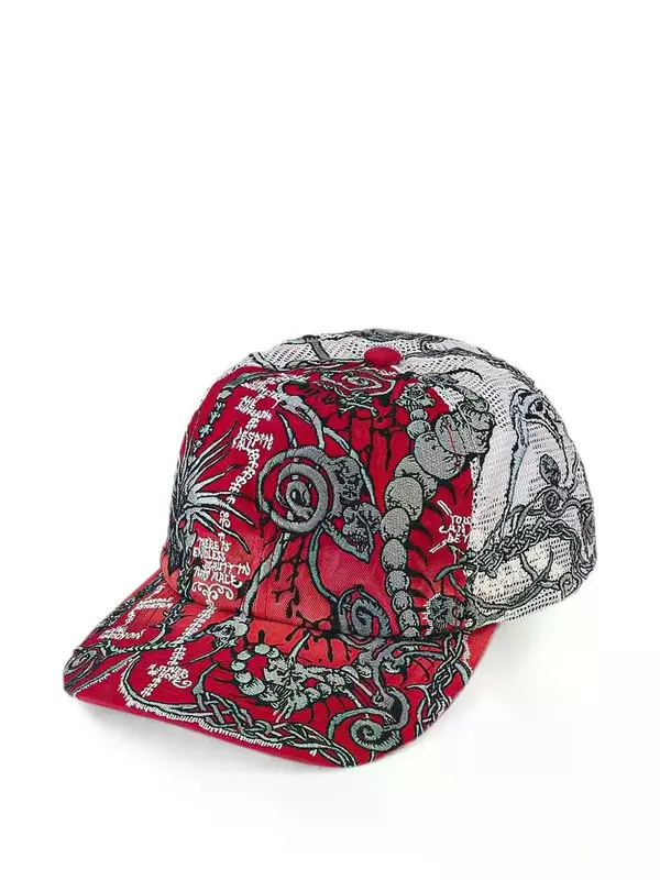 Supreme Embroidered Mesh-back Cap - Red