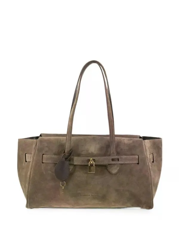 Brunello Cucinelli Padlock-detail Suede Shoulder Bag