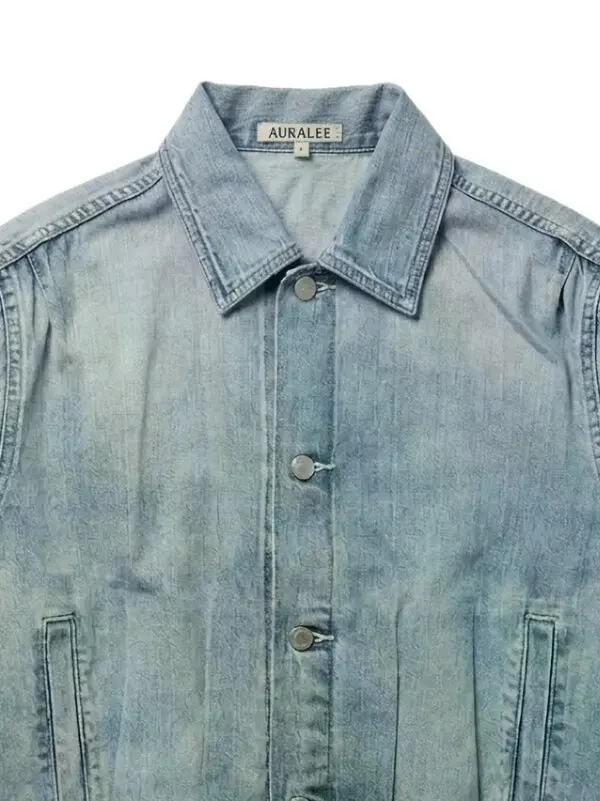 Auralee Faded-effect Button-up Denim Jacket - Blue
