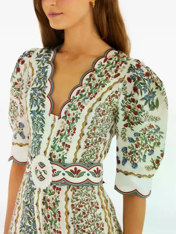 Farm Rio Fruit Beauty Floral-print Scalloped-trim Playsuit