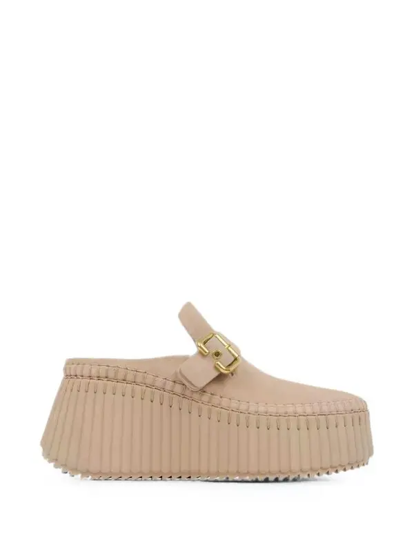 Chloé Nama Wedge Mules - Neutrals