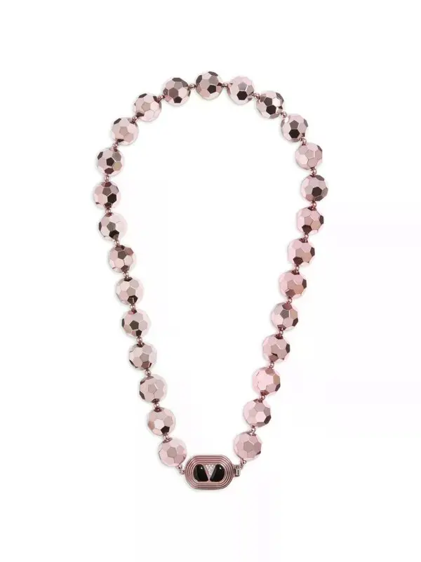 Valentino Garavani Ovalette Necklace In Resin, Enamel, Metal, And Swarovski Crystals - Pink