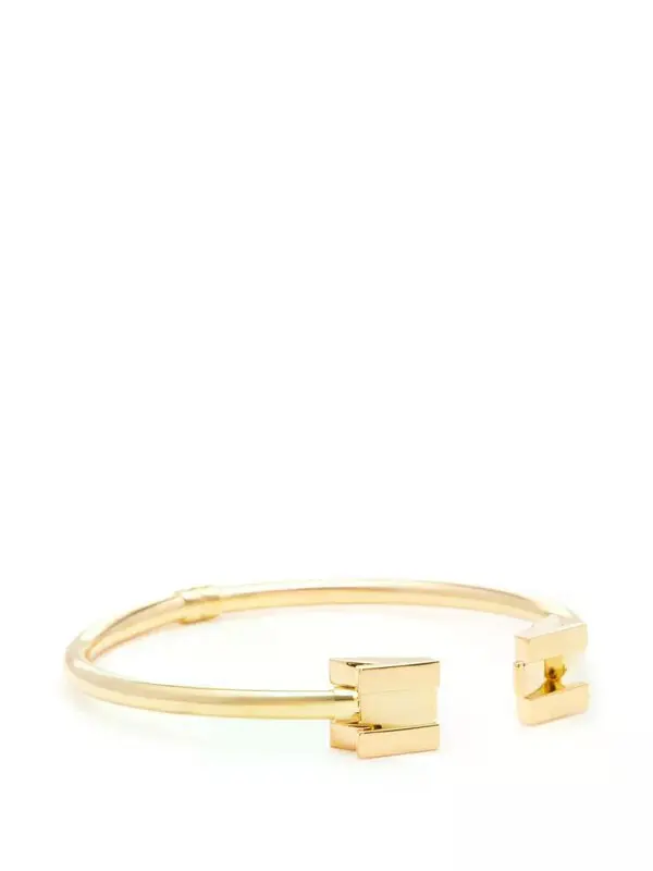 Elisabetta Franchi Golden Metal Geometric Logo Necklace - Gold