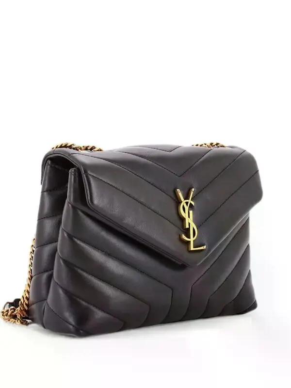 Saint Laurent Loulou Matelassé Chevron Leather Small Shoulder Bag - Black