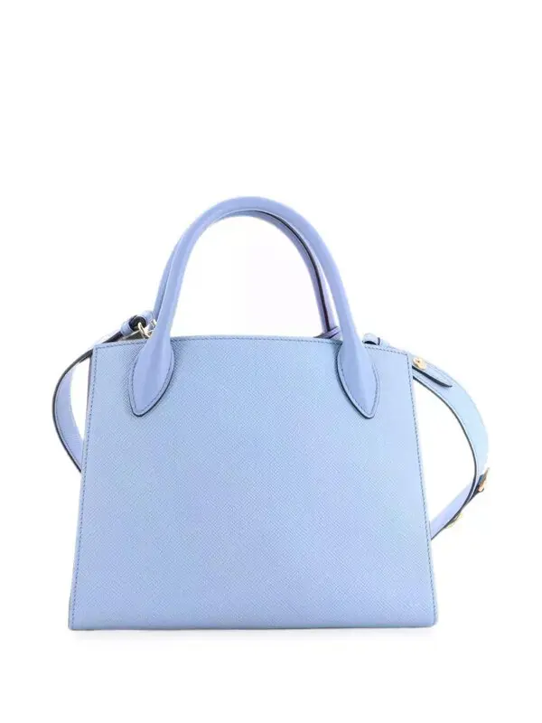 Prada Monochrome Saffiano With City Calf Small Tote Bag - Blue