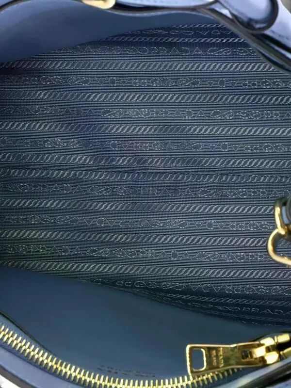 Prada Monochrome Saffiano With City Calf Small Tote Bag - Blue