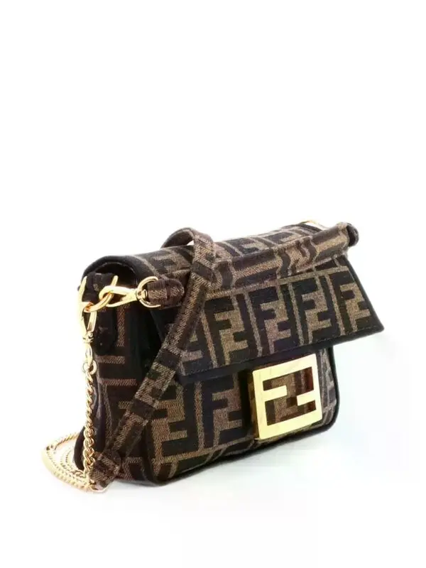Fendi Baguette Nm Bag Zucca Canvas Mini Crossbody Bag - Brown