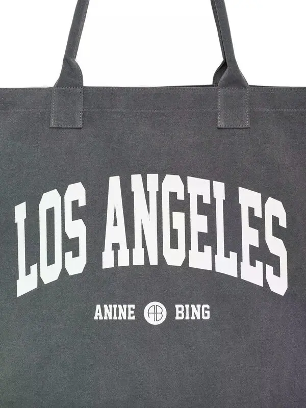 ANINE BING Leo Canvas Tote Los Angeles University Washed - Grey