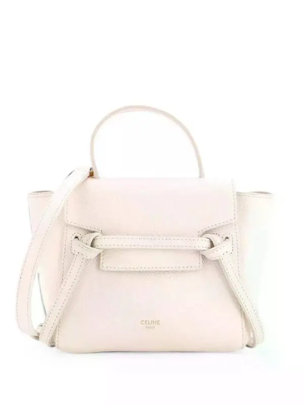 Celine Belt Bag Textured Leather Pico Shoulder Bag - White