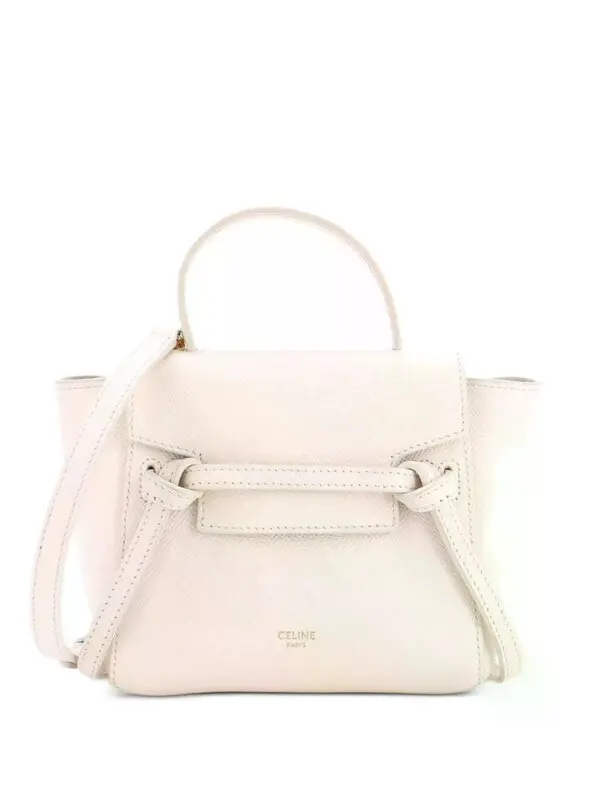 Celine Textured Leather Pico Belt Bag Shoulder Bag - White