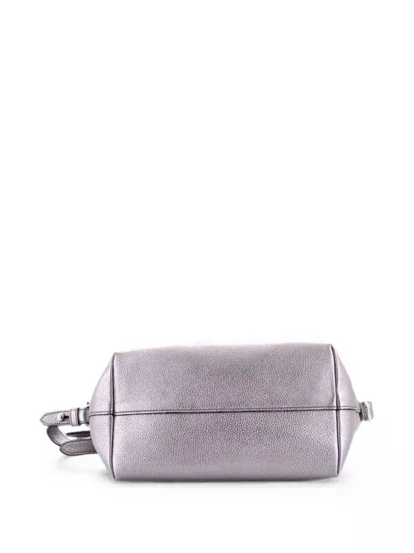 Prada Dual Strap Zip Tote Vitello Daino Small Shoulder Bag - Silver