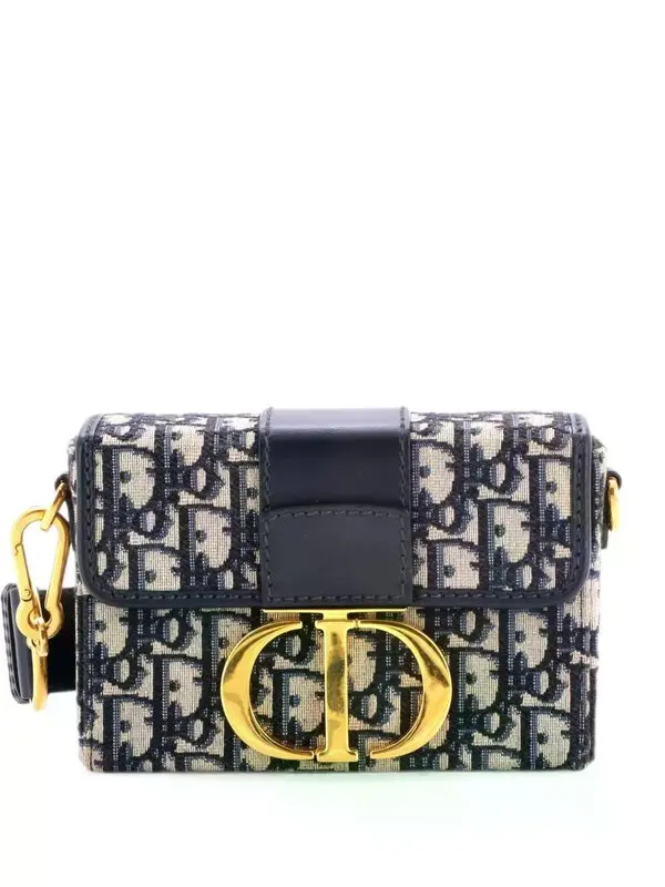 Dior 30 Montaigne Box Bag Oblique Canvas Crossbody Bag - Blue