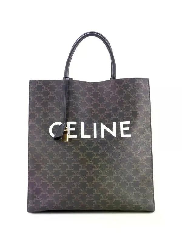 Celine Vertical Cabas Triomphe Coated Canvas Tote Bag - Brown
