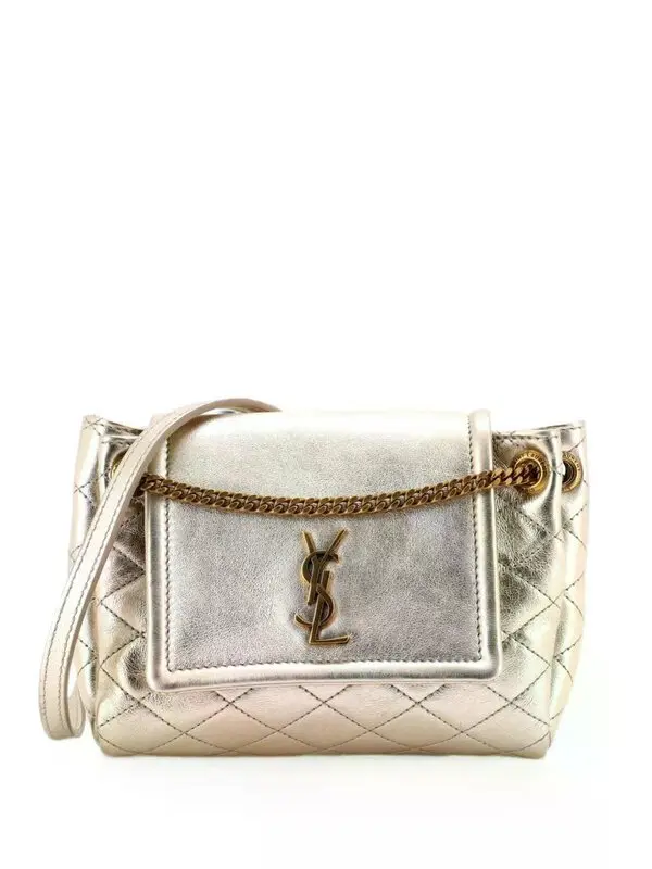 Saint Laurent Nolita Satchel Quilted Leather Mini Crossbody Bag - Gold