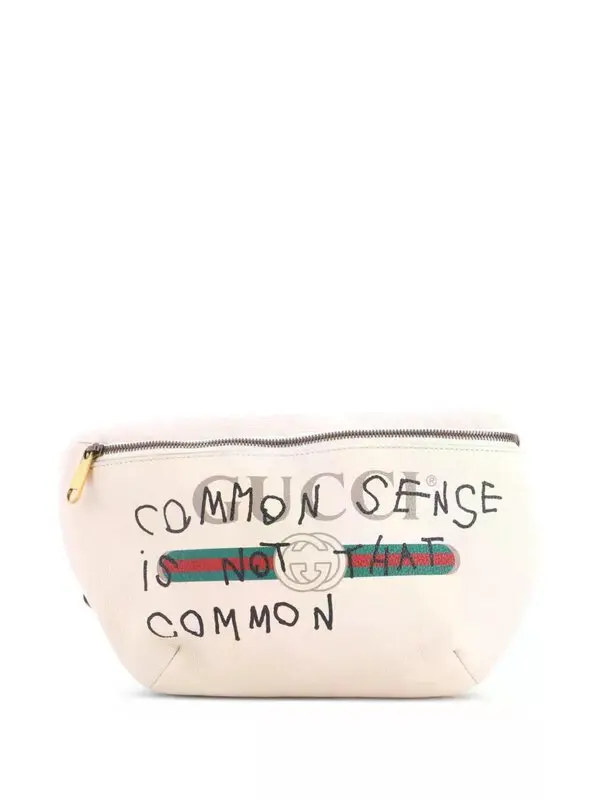 Gucci Logo Printed Leather Medium Belt Bag - White