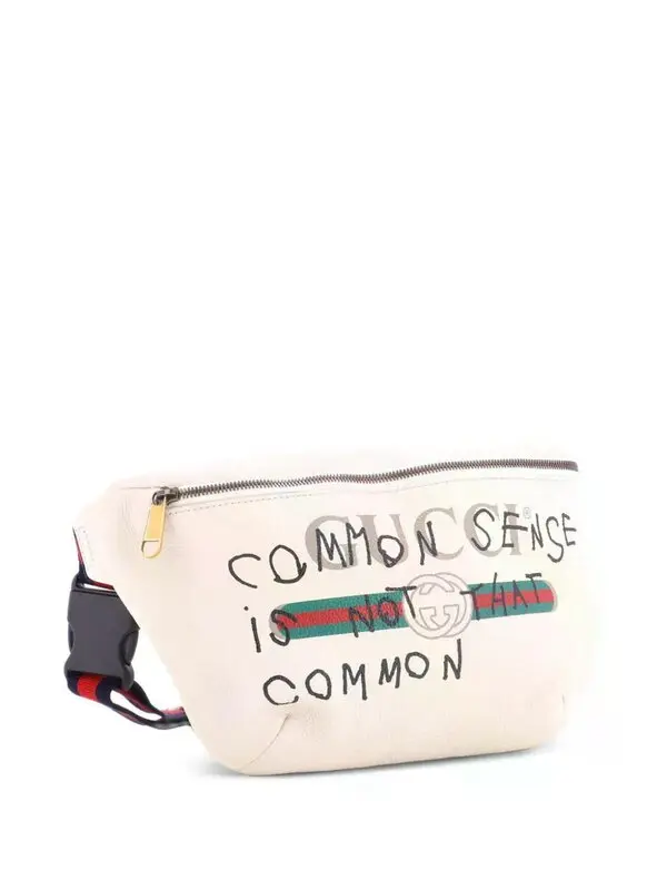 Gucci Logo Printed Leather Medium Belt Bag - White