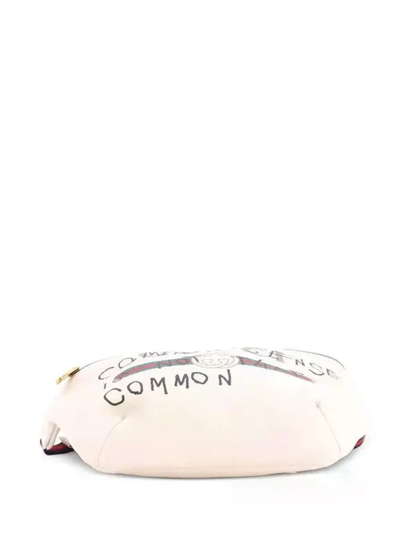 Gucci Logo Printed Leather Medium Belt Bag - White
