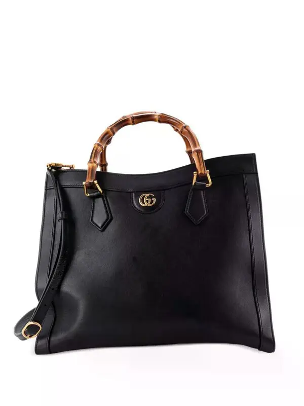 Gucci Diana Nm Bamboo Handle Leather Tote Bag - Black