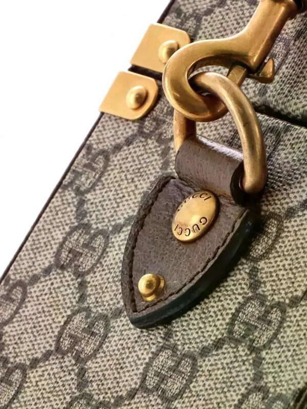 Gucci Savoy Top Handle Beauty Case Gg Coated Canvas Satchel