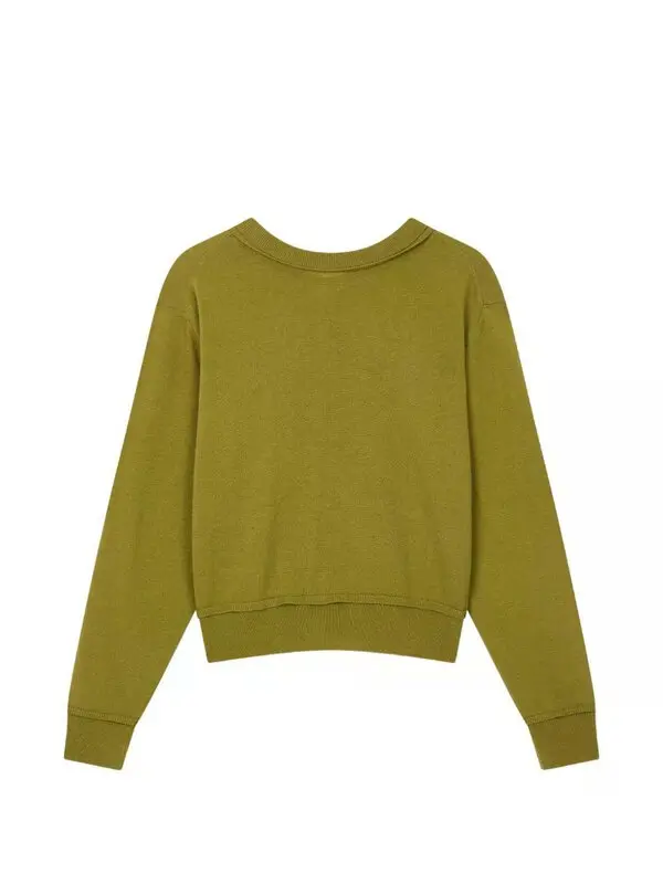 STUDIO TOMBOY Ribbed-trim Round-neck Cardigan - Green