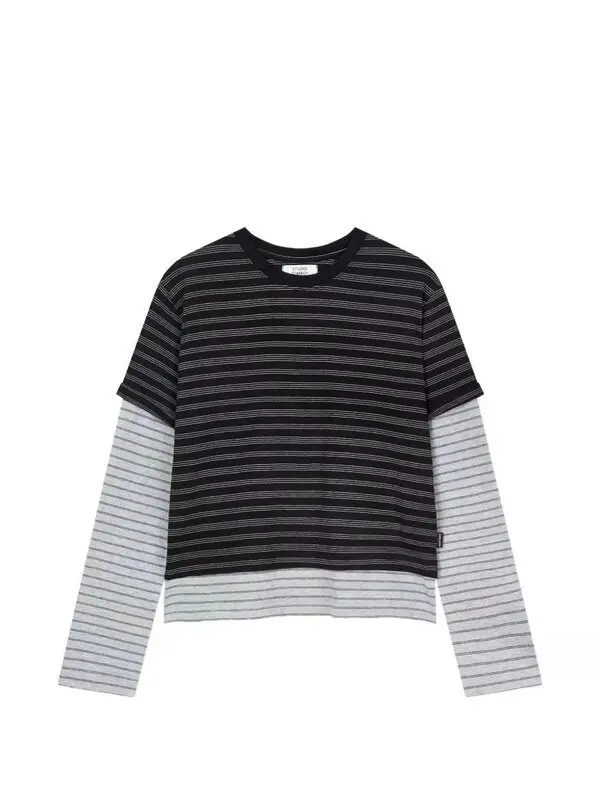 STUDIO TOMBOY Striped Layered Long-sleeve Cotton T-shirt