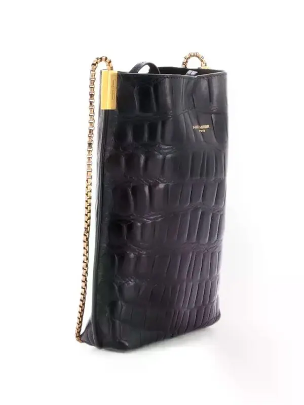 Saint Laurent Suzanne Hobo Crocodile Embossed Leather Mini Shoulder Bag