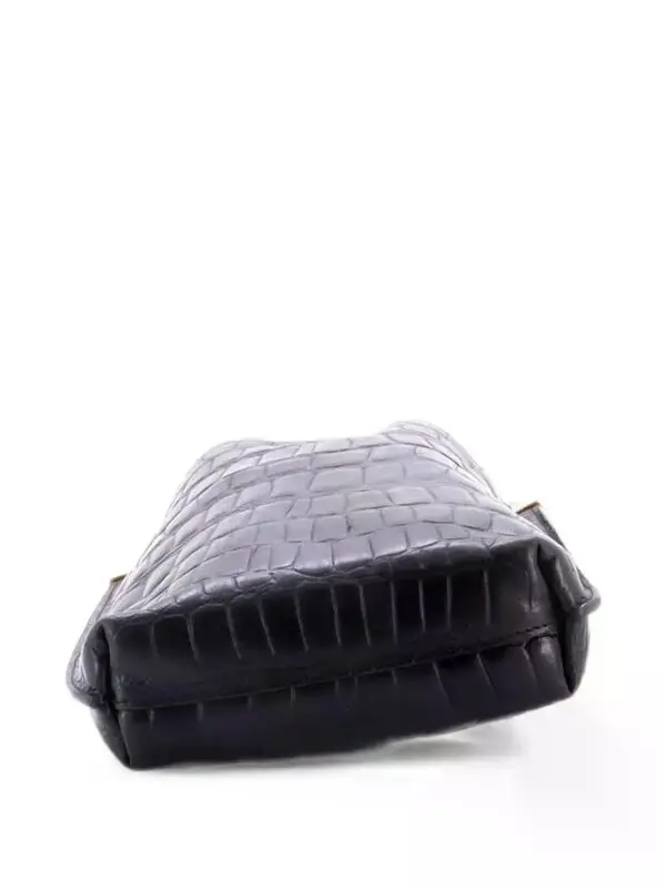 Saint Laurent Suzanne Hobo Crocodile Embossed Leather Mini Shoulder Bag